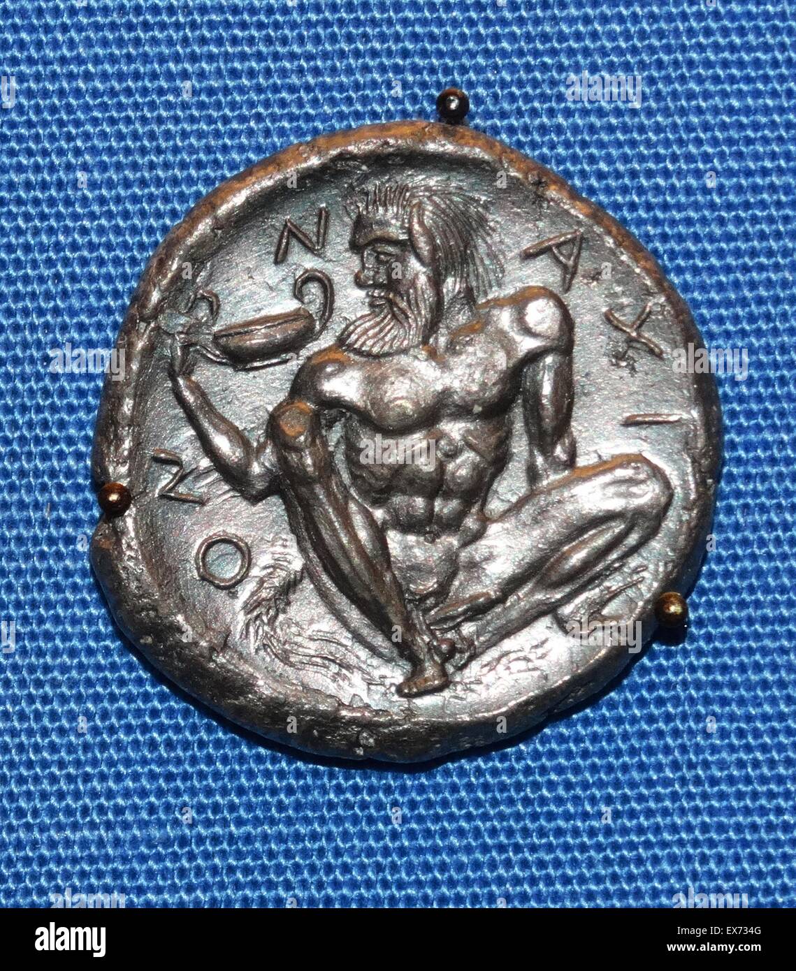 Tetradrachm of Naxos depicting a satyr drinking from a wine-cup Kylix ...