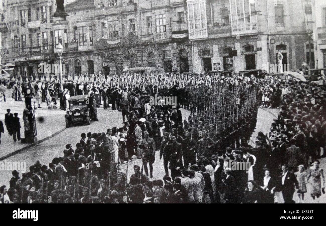 The Condor Legion marches through the Spanish city of Gijon, 1937 ...