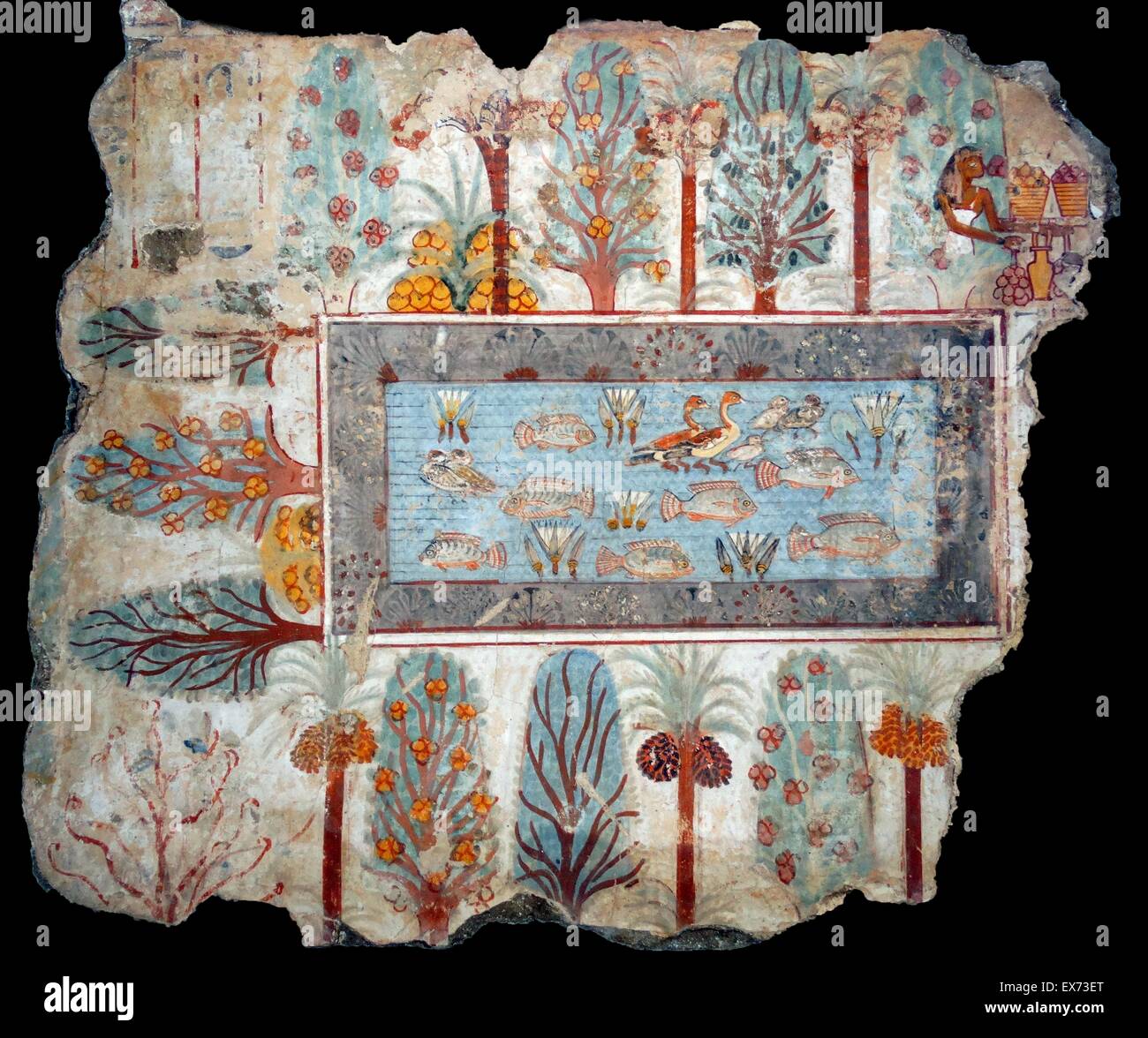 Fresco from the tomb of Nebamun, shows a pool in a garden that might ...