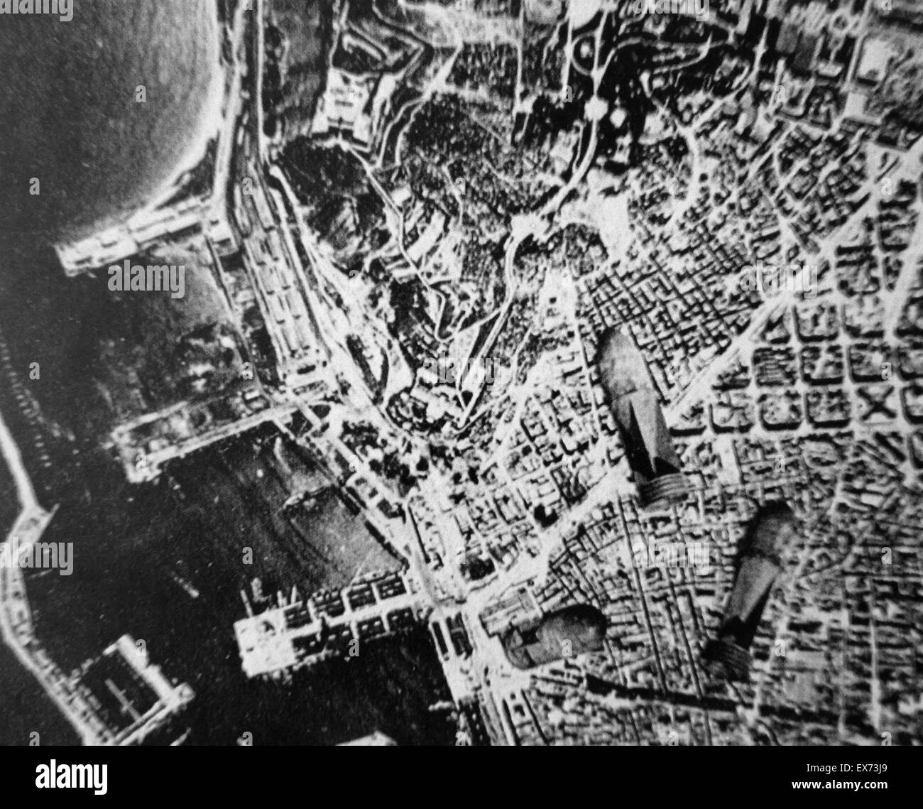 Bombs dropped on Barcelona by nationalist aircraft, during the Spanish ...