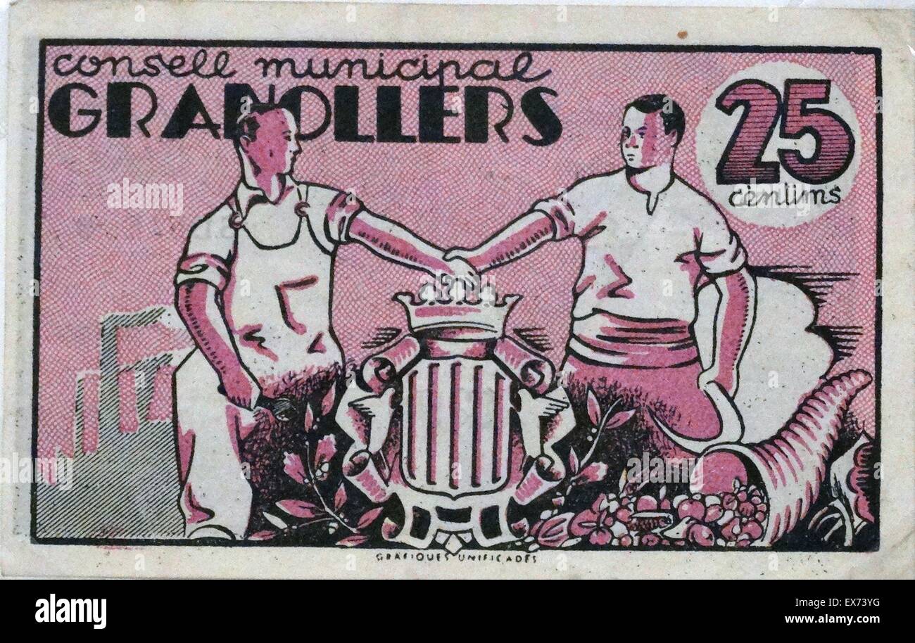Republican food voucher issued by the Catalan Government during the ...