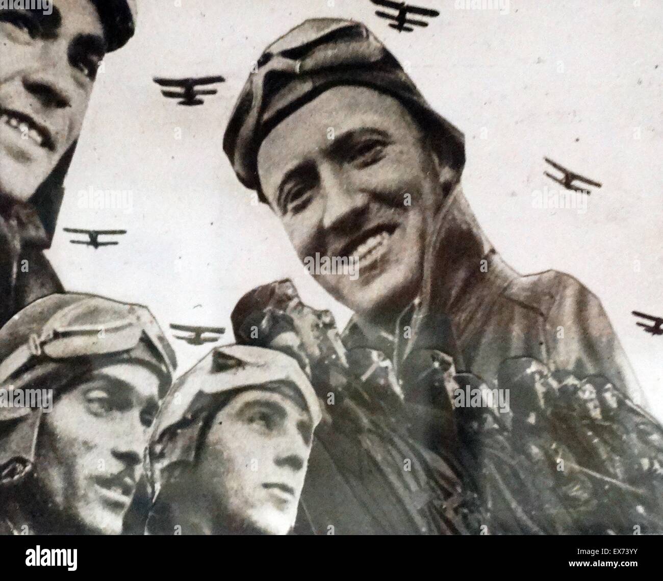 Republican pilots during the Spanish Civil War. Photograph by Arenys de ...