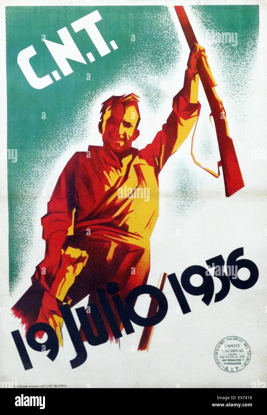 CNT Spanish anarchist propaganda poster, during the Spanish Civil War ...