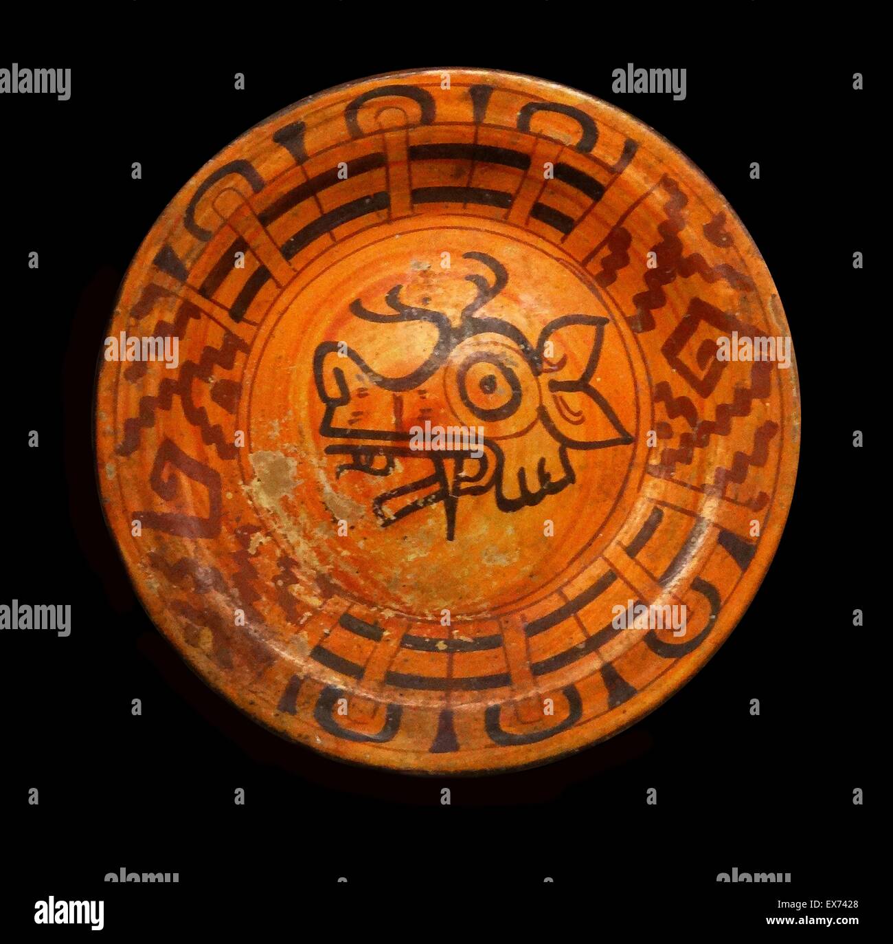 Mixtec pottery plate with deer glyph, Cholula, AD 1300-1521 Stock Photo ...