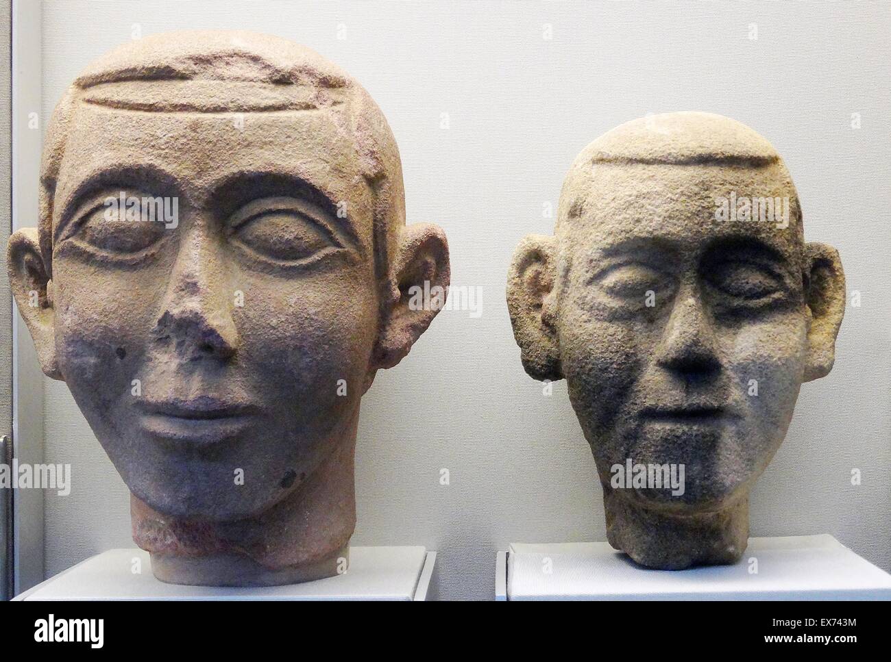 Kushite sculpture, 300 BC - AD 350. sandstone statue and heads from ...