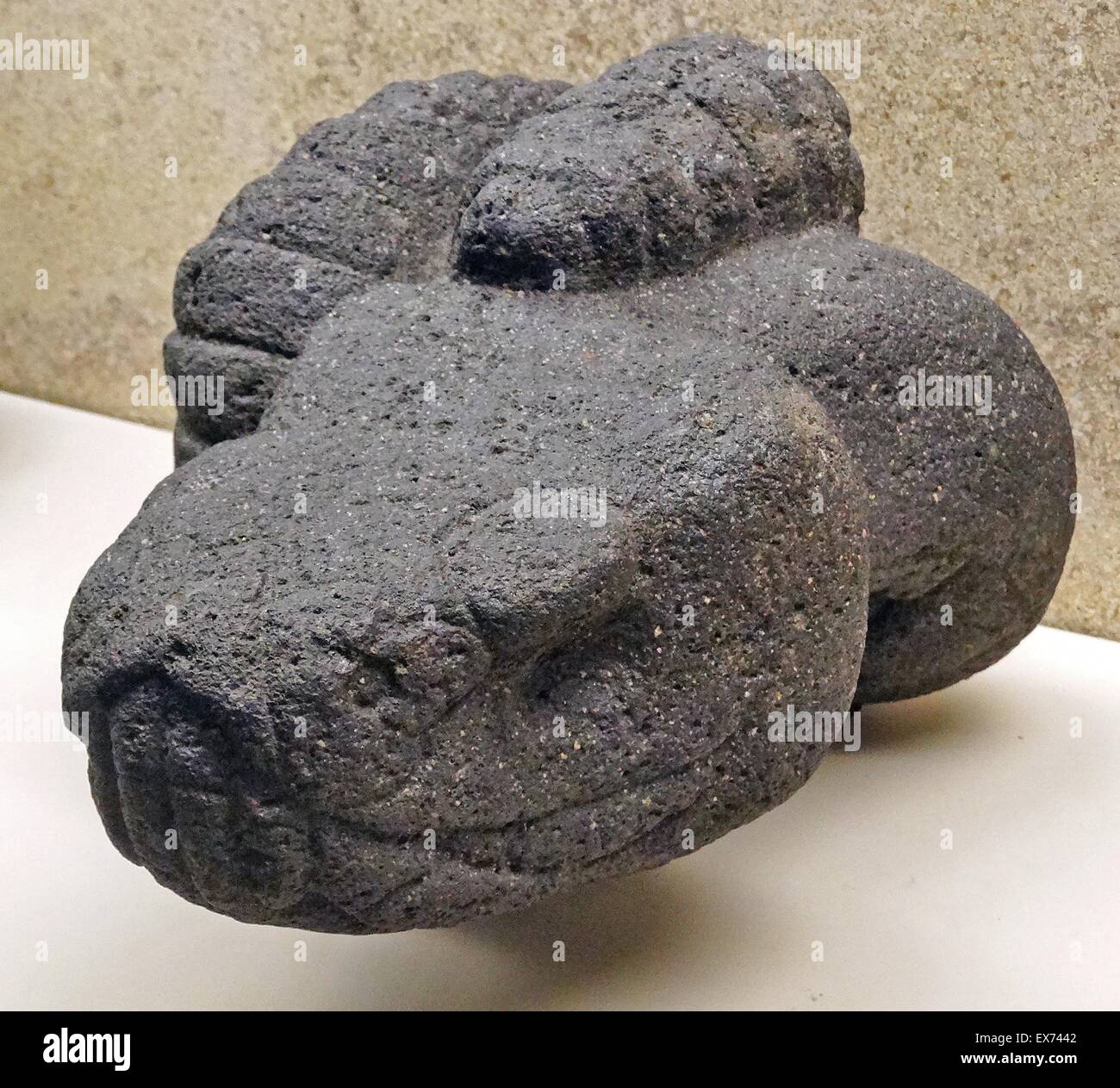 Aztec stone snake, stone sculpture AD 1300-1522 Stock Photo - Alamy