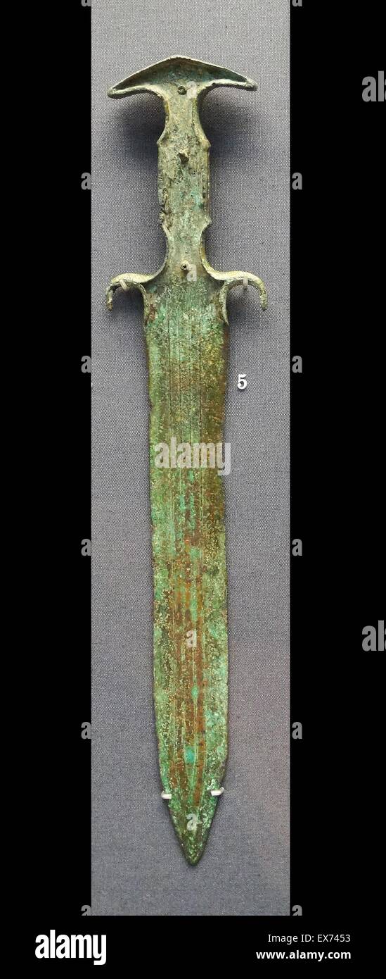 Bronze dagger, Mycenaean, 1300-1100 BC From Ithaca, Greece Stock Photo ...