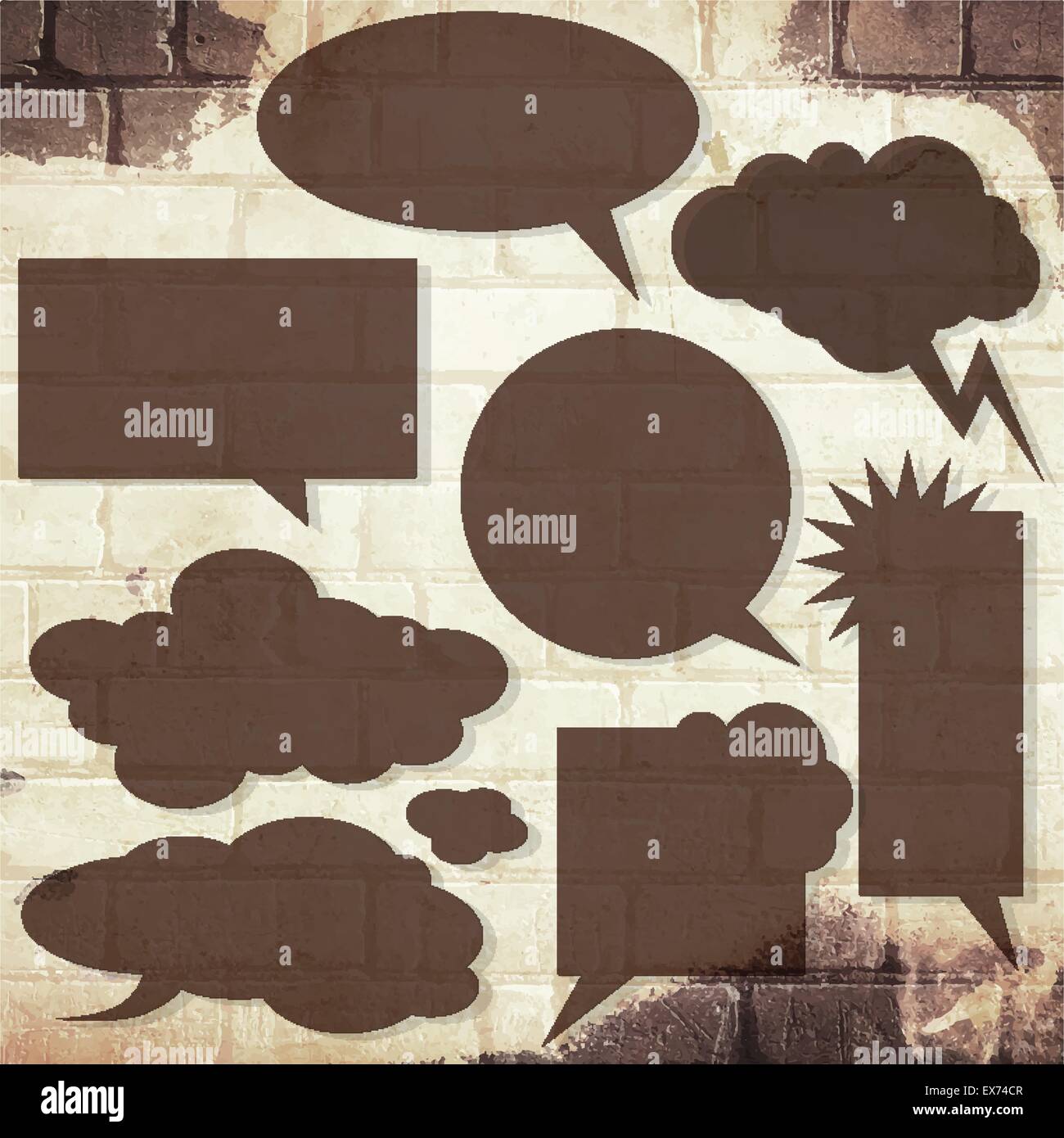 Vector speech bubbles with shadow like clouds on white background Stock ...