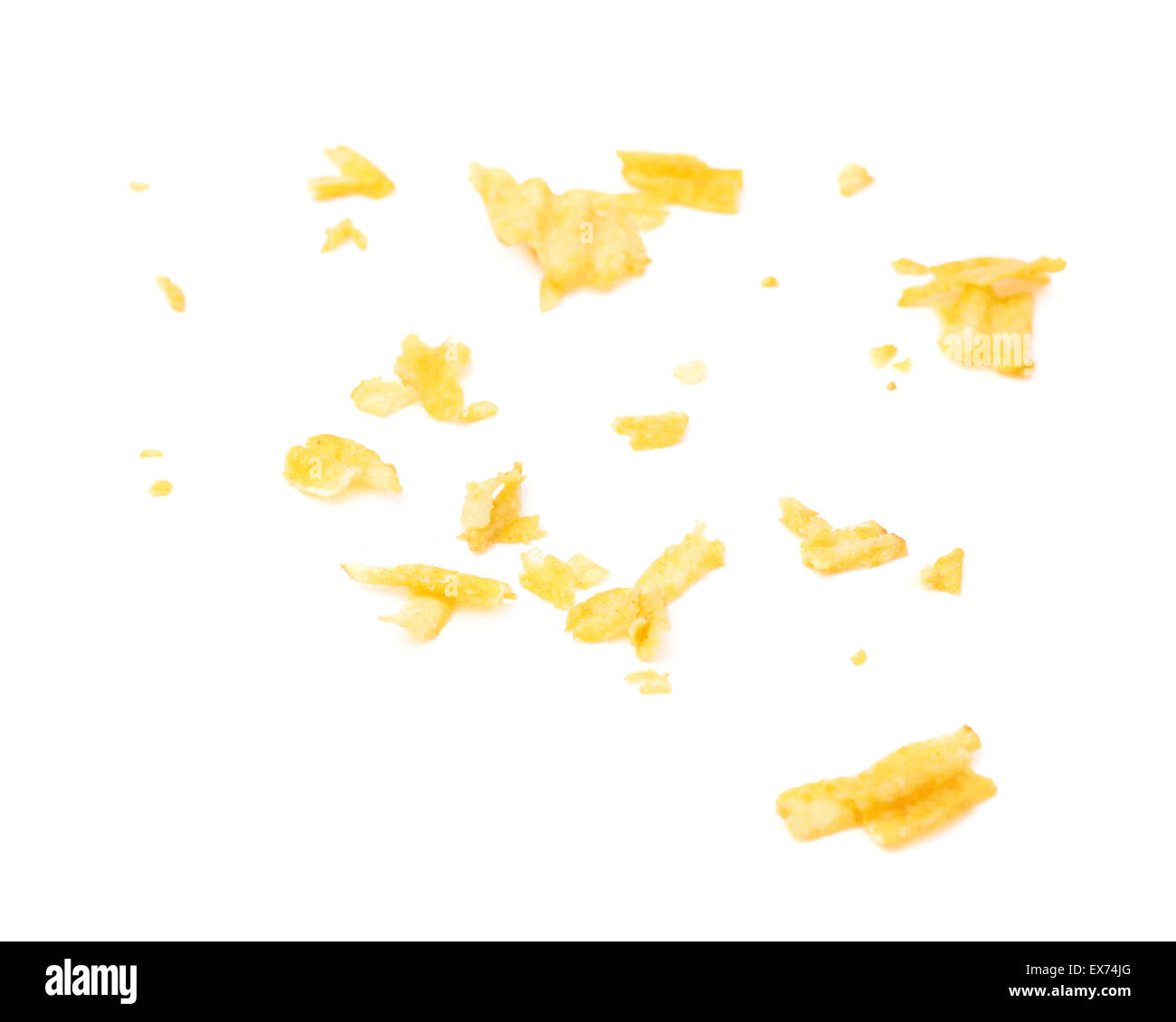 Potato chips crumbs and leftovers isolated Stock Photo - Alamy