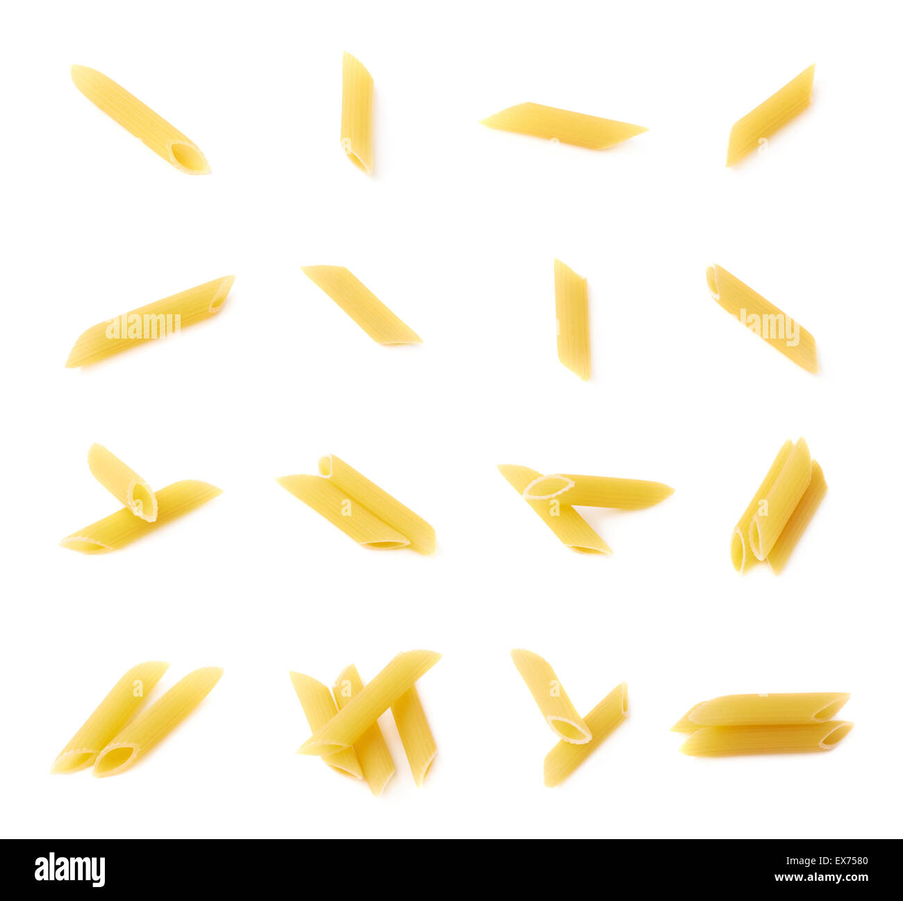 Set of single penne pasta isolated Stock Photo - Alamy