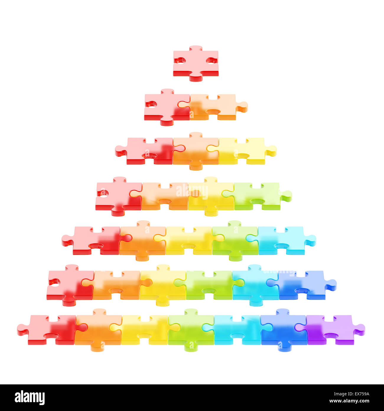 Pyramid made of puzzle pieces isolated Stock Photo - Alamy