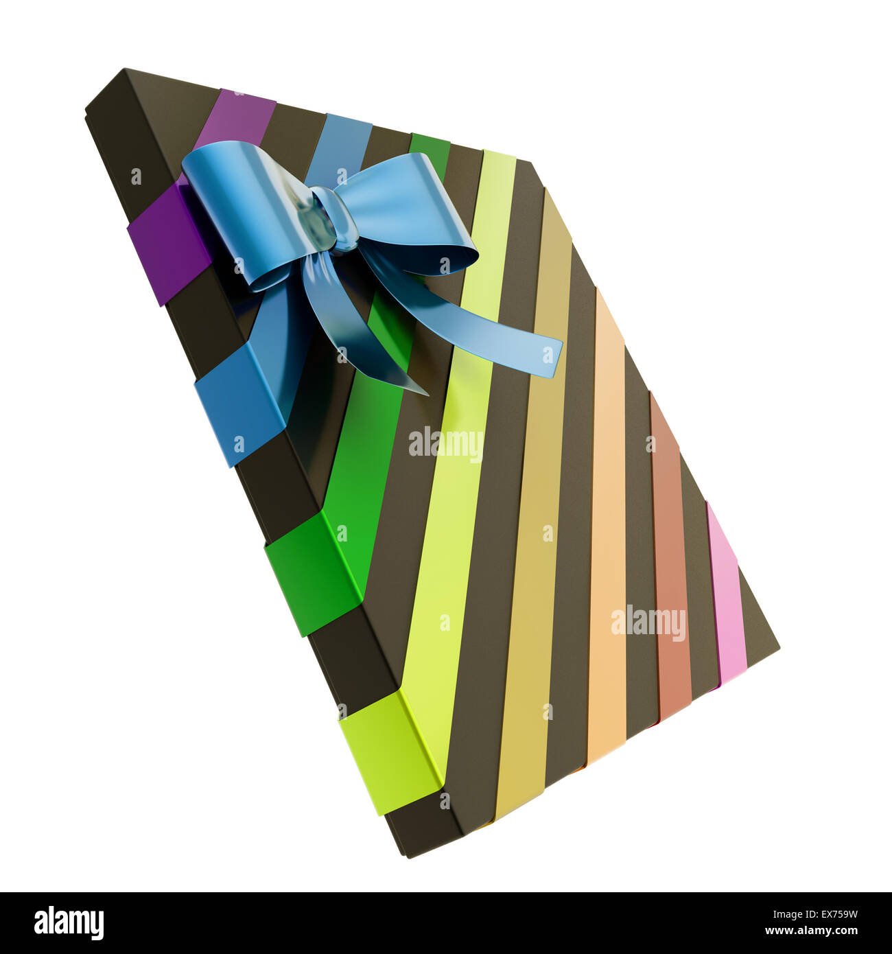 Wrapped gift box with a bow and ribbon Stock Photo - Alamy