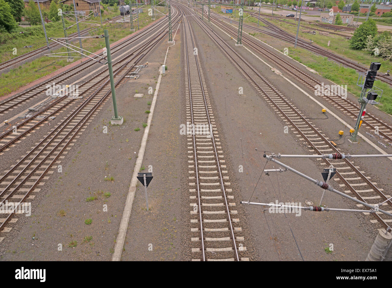 Railroad tracks junction view from hi-res stock photography and images ...
