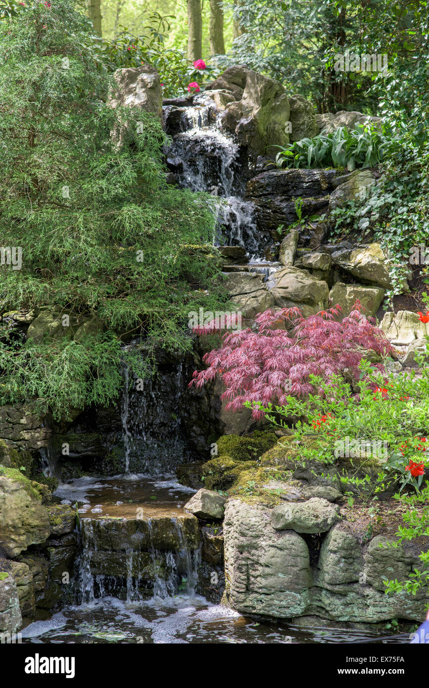 Waterfalls in Keukenhof garden in Netherlands Stock Photo - Alamy