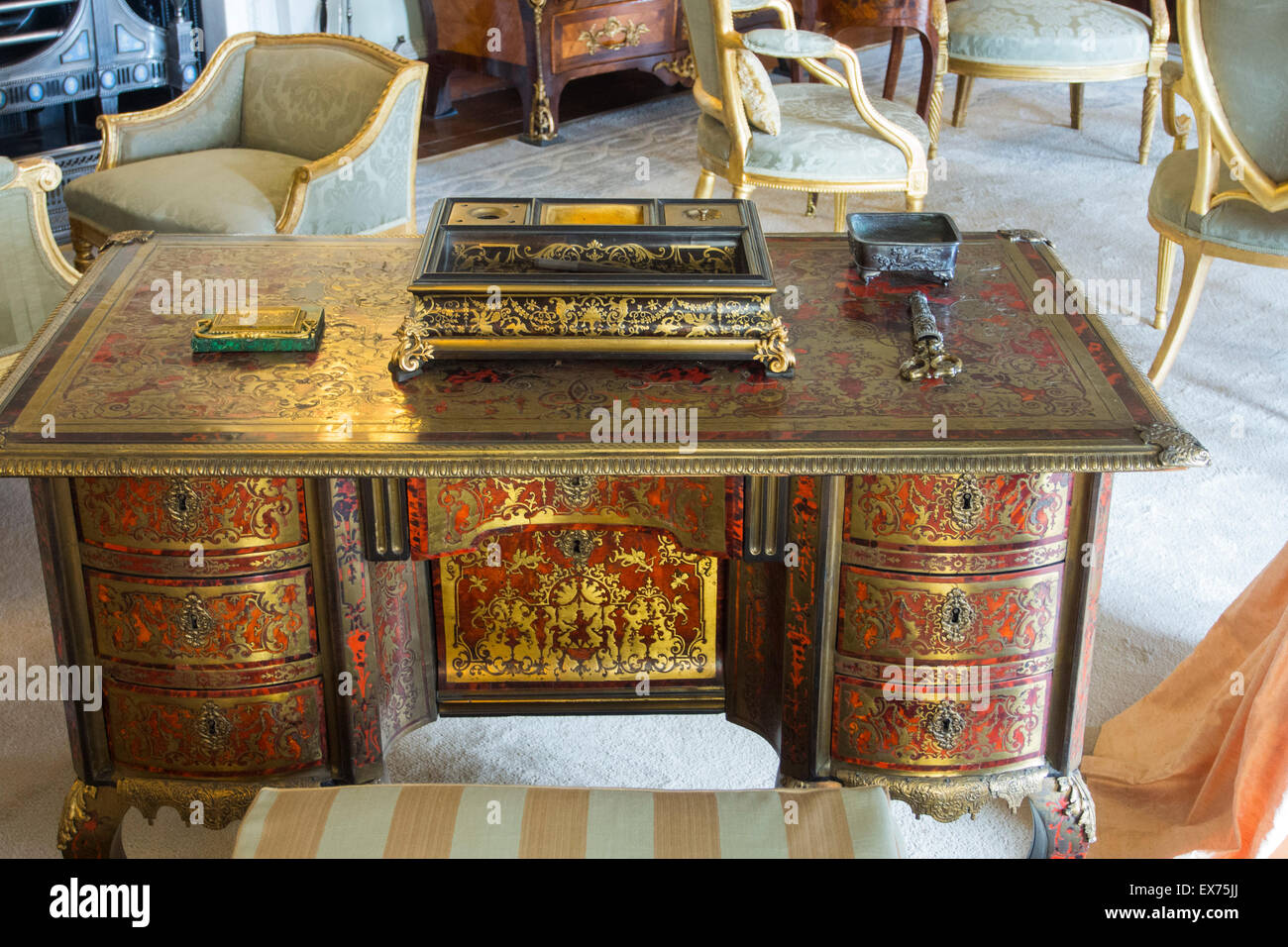 An ancient desk at Berrington Hall near Leominster, Herefordshire, UK ...