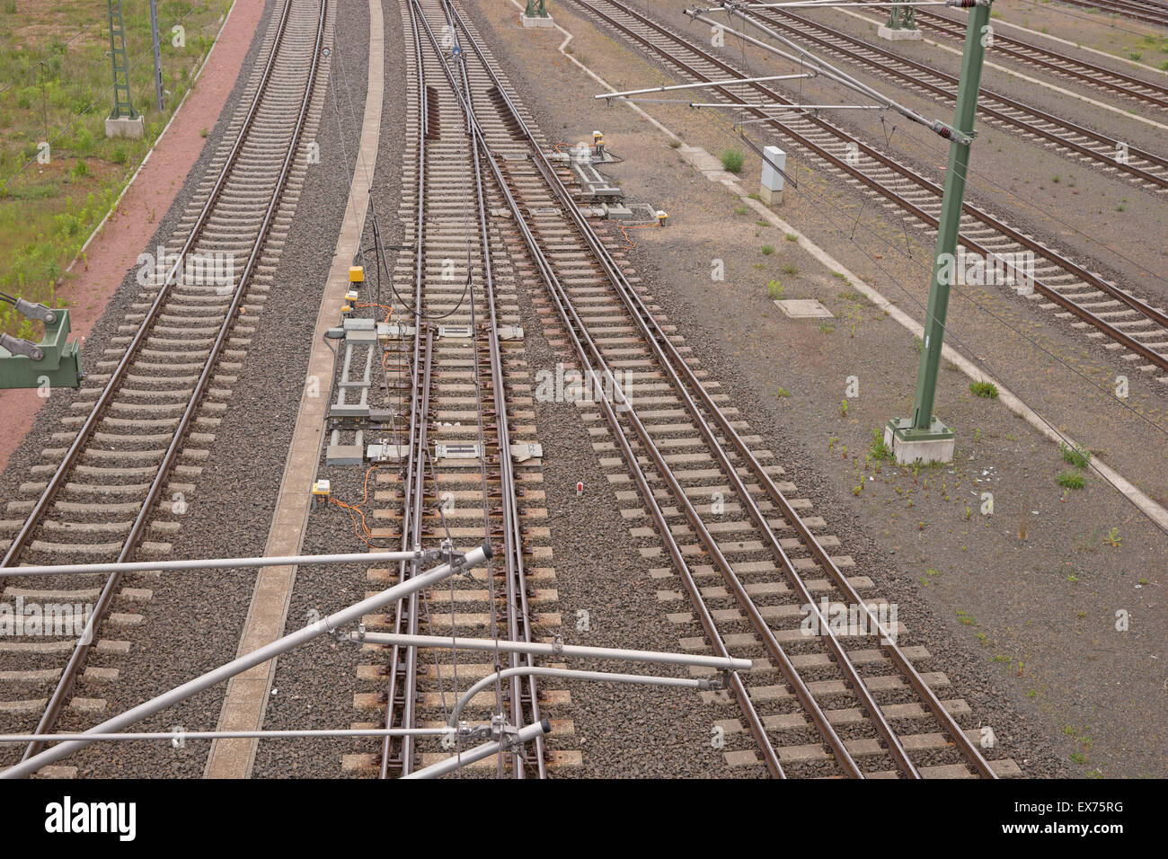 Railway tracks view from above Stock Photo - Alamy
