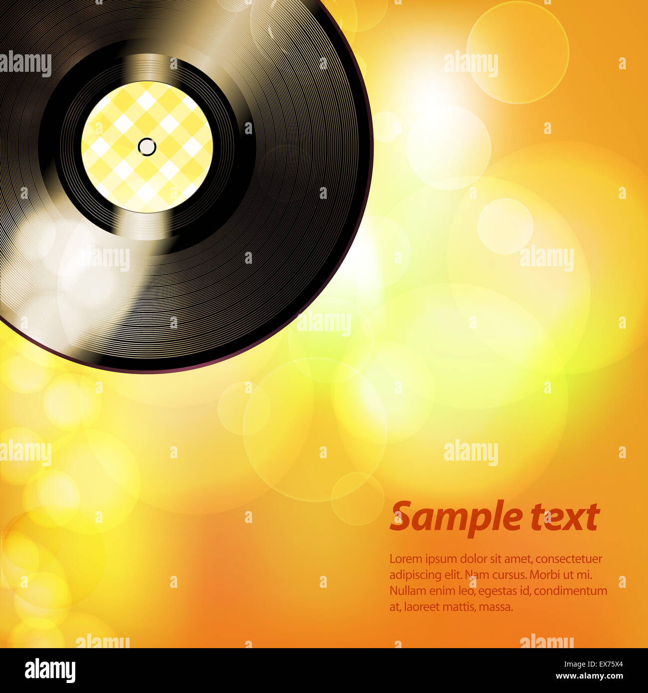 Summer Yellow Background with Vinyl Record and Sample Text Stock Photo ...