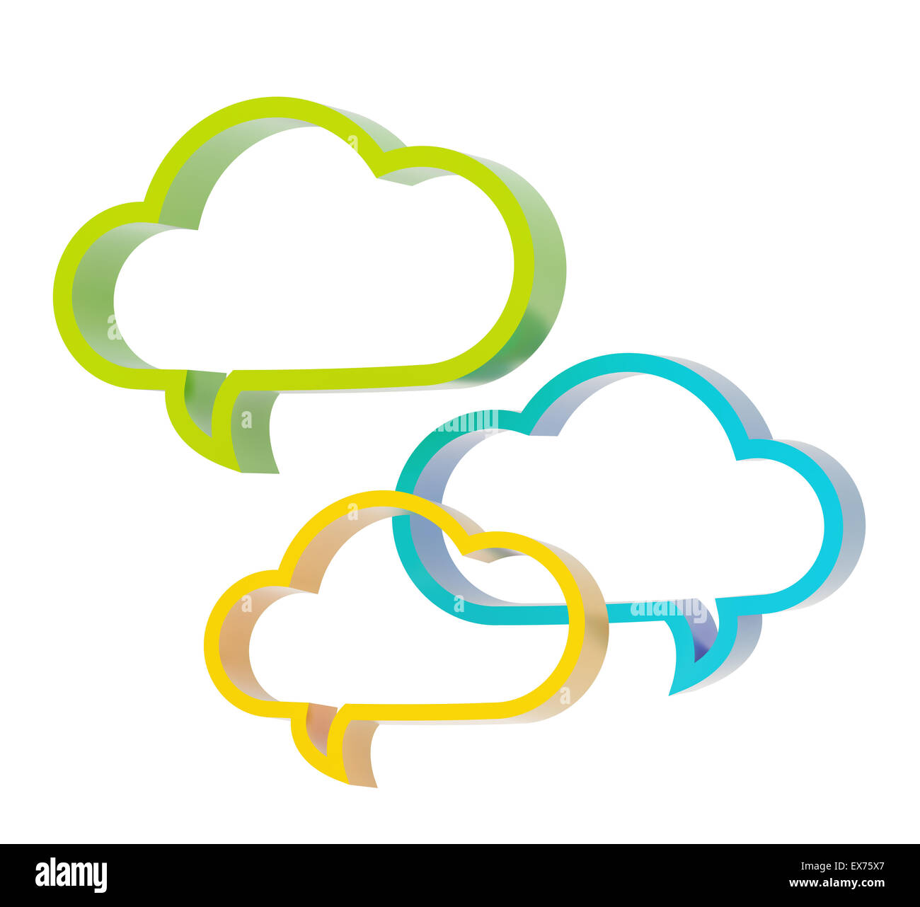 Three cloud shaped text bubbles Stock Photo - Alamy