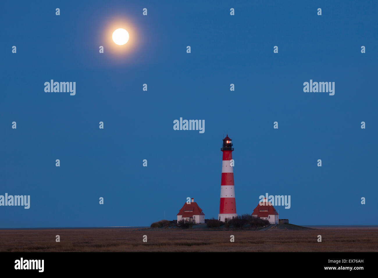 Lighthouse Westerheversand at Westerhever, Wadden Sea National Park ...
