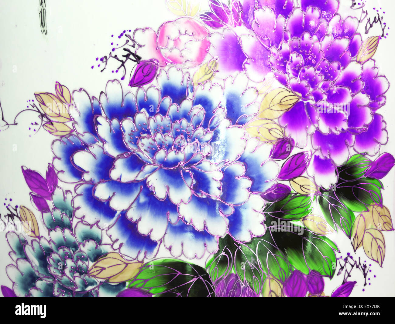 Textured background with flowers ceramic art objects Stock Photo - Alamy