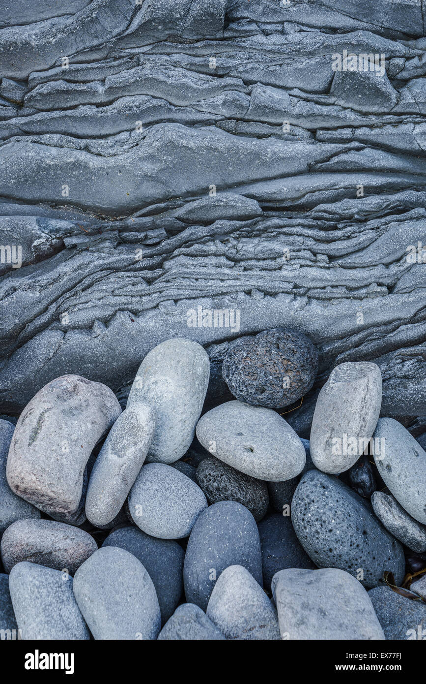 Rocks and pebbles on the beach at Hellnar, Snaefellsnes Peninsula ...