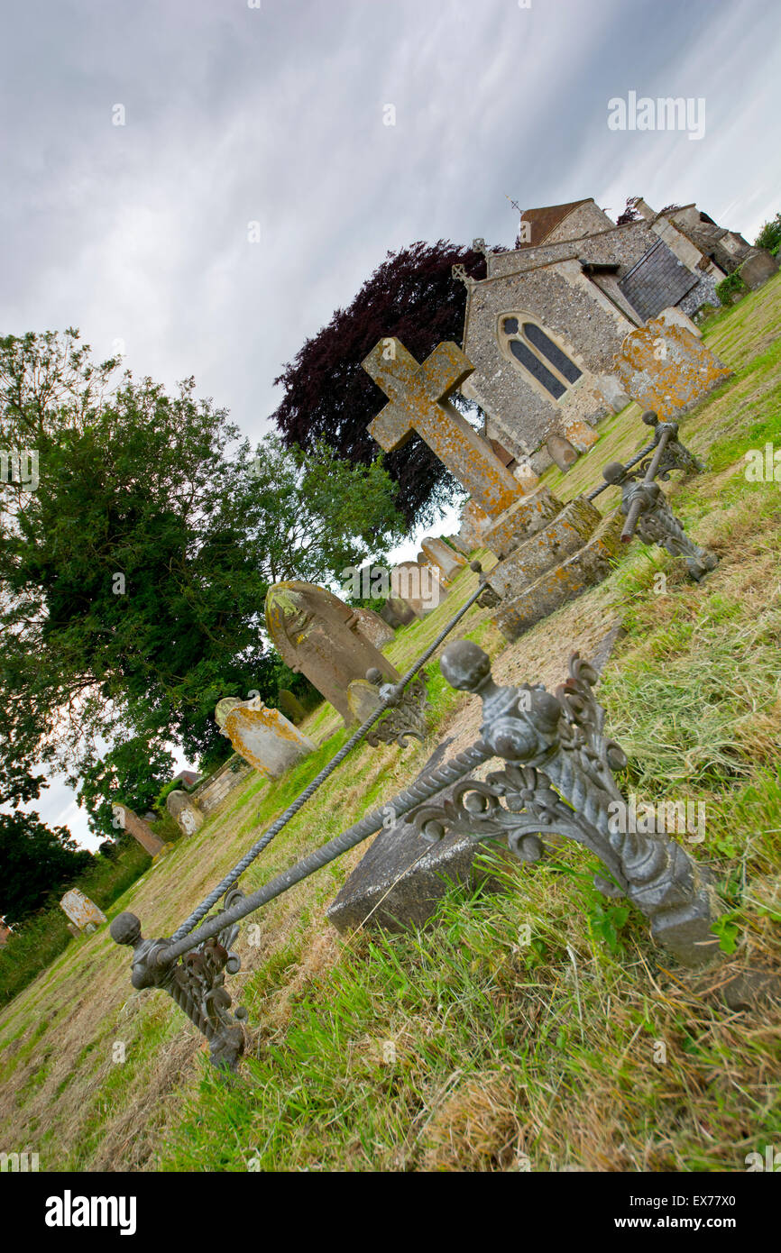 Freethorpe Church flint round tower Stock Photo - Alamy
