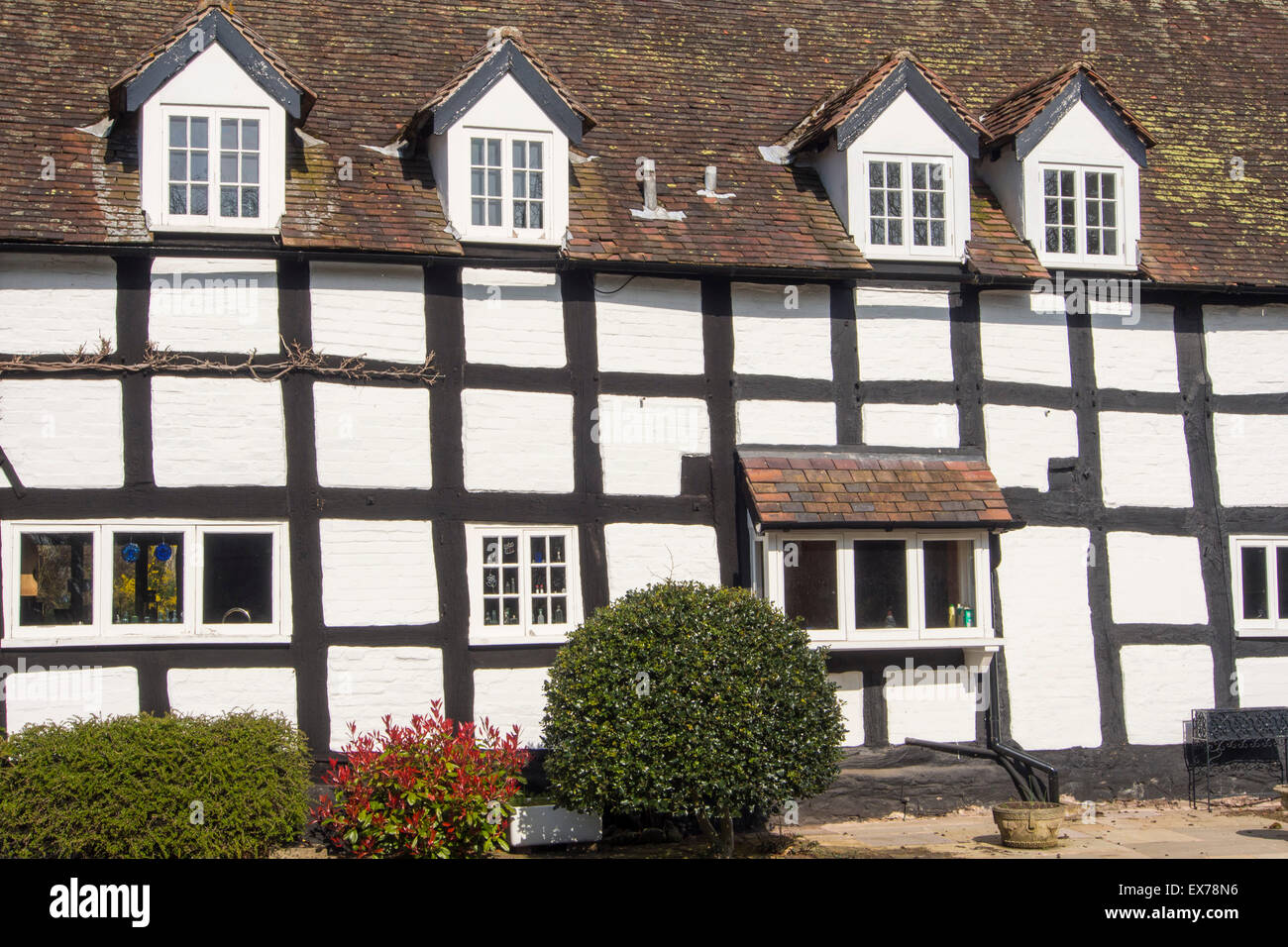 An ancient medieval Tudor timber framed house in Dilwyn, Herefordshire ...
