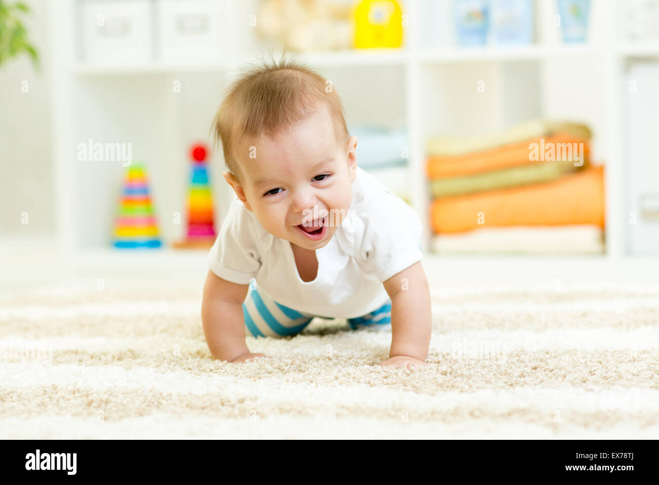 funny crawling baby boy Stock Photo - Alamy