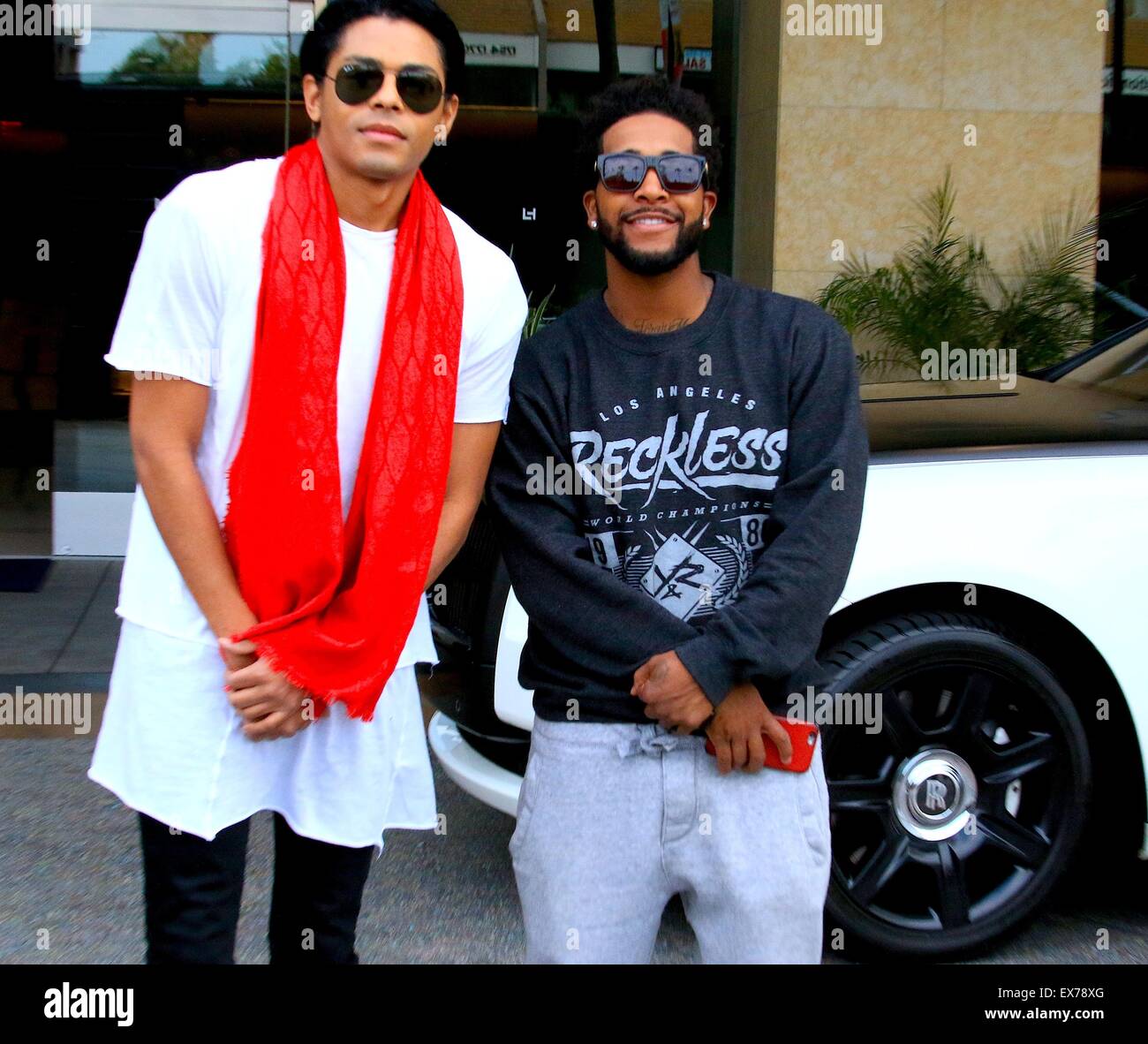 B Howard and Omarion outside the Loews Hotel in Hollywood Featuring: B ...