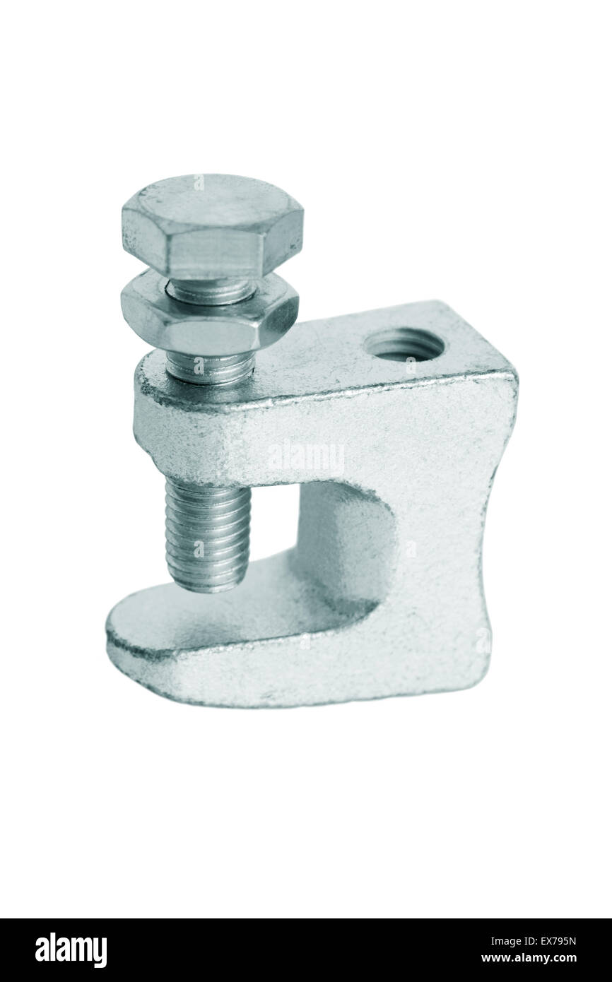 Metal clamp for hanging a variety of engineering structures Stock Photo ...