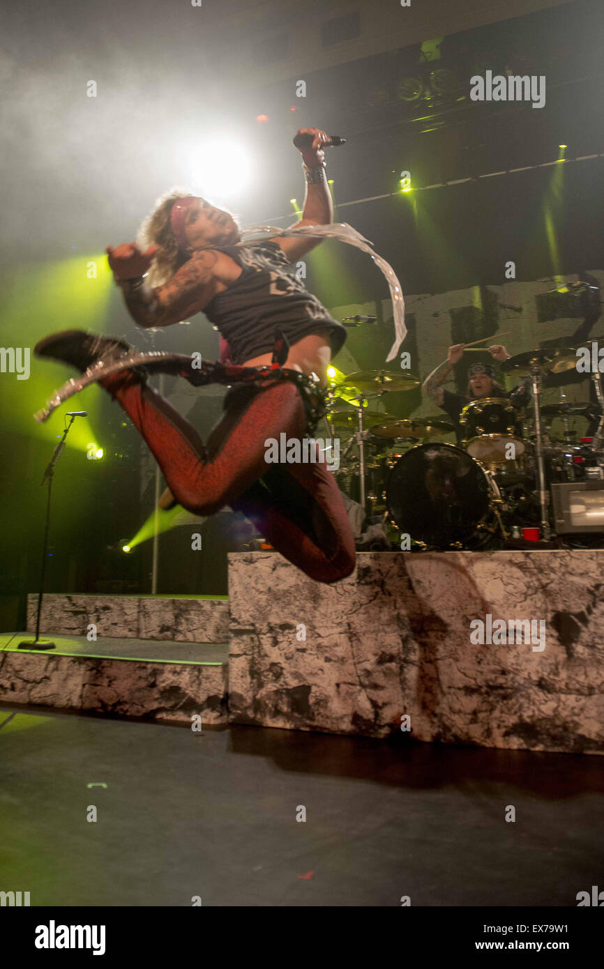 Calgary, Canada. 8th July, 2015. Lead singer of Steel Panther, RALPH ...