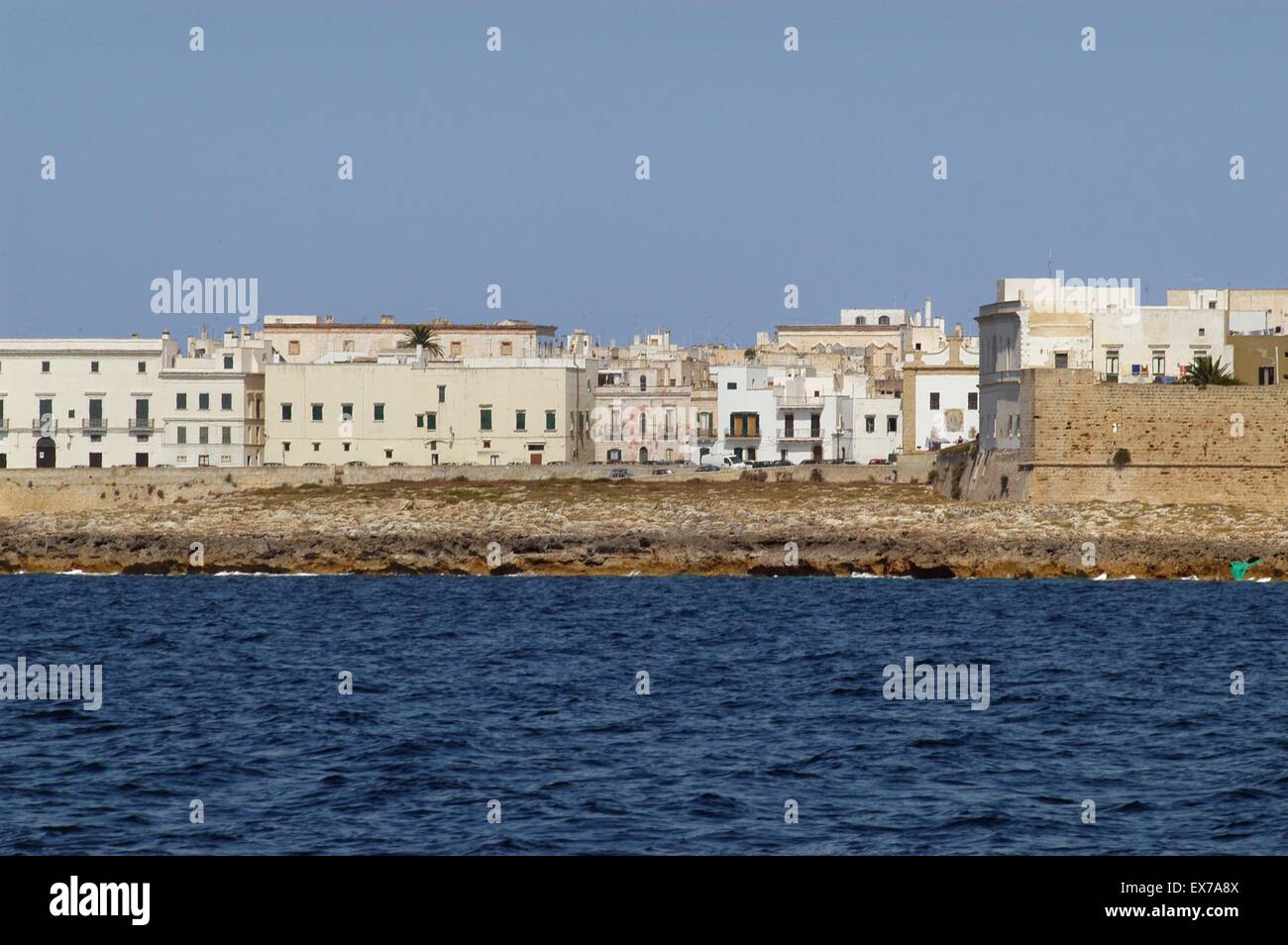 Italy, region Apulia, Gallipoli, the ancient town and the walls seen ...