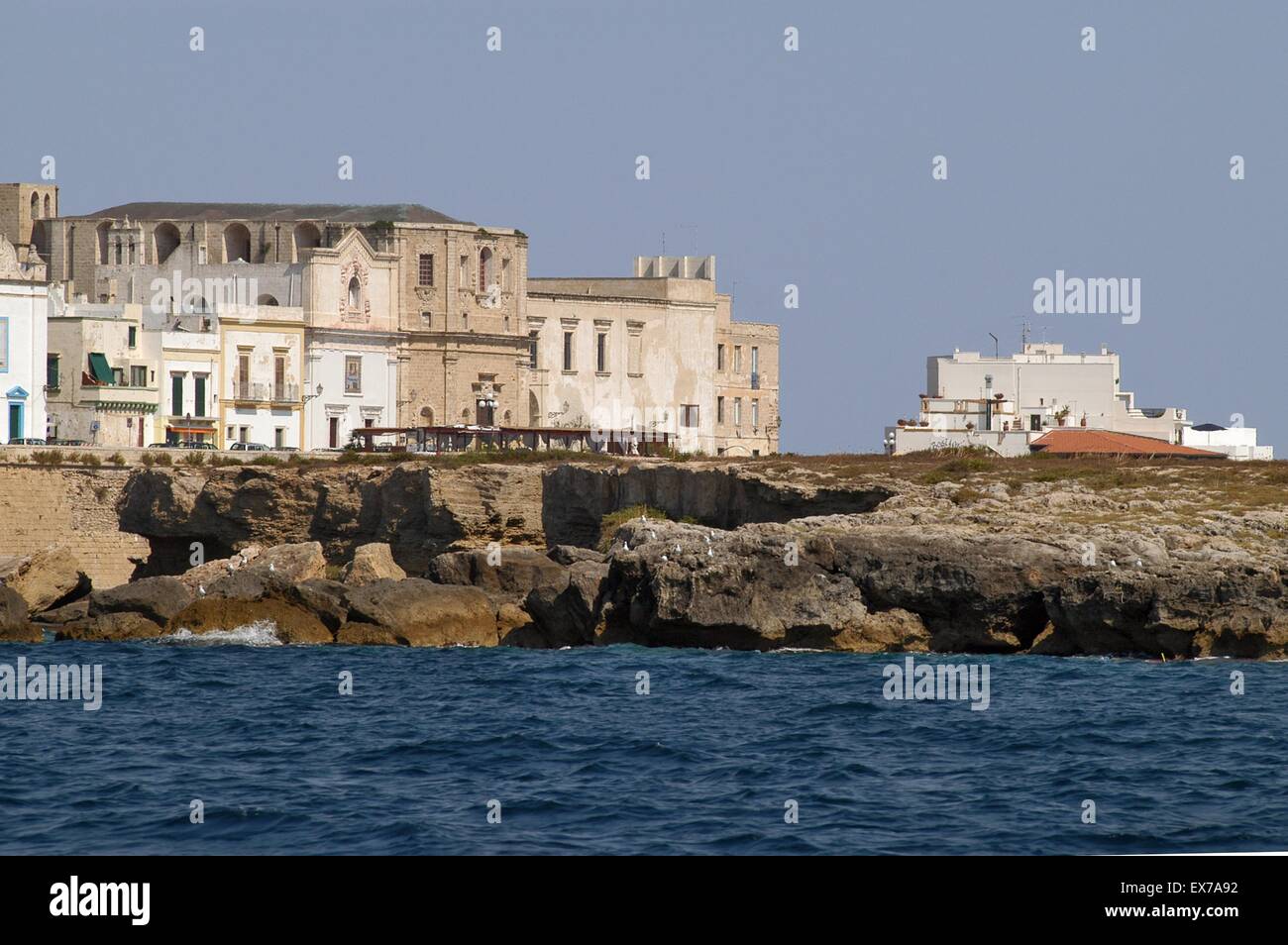 Italy, region Apulia, Gallipoli, the ancient town and the walls seen ...
