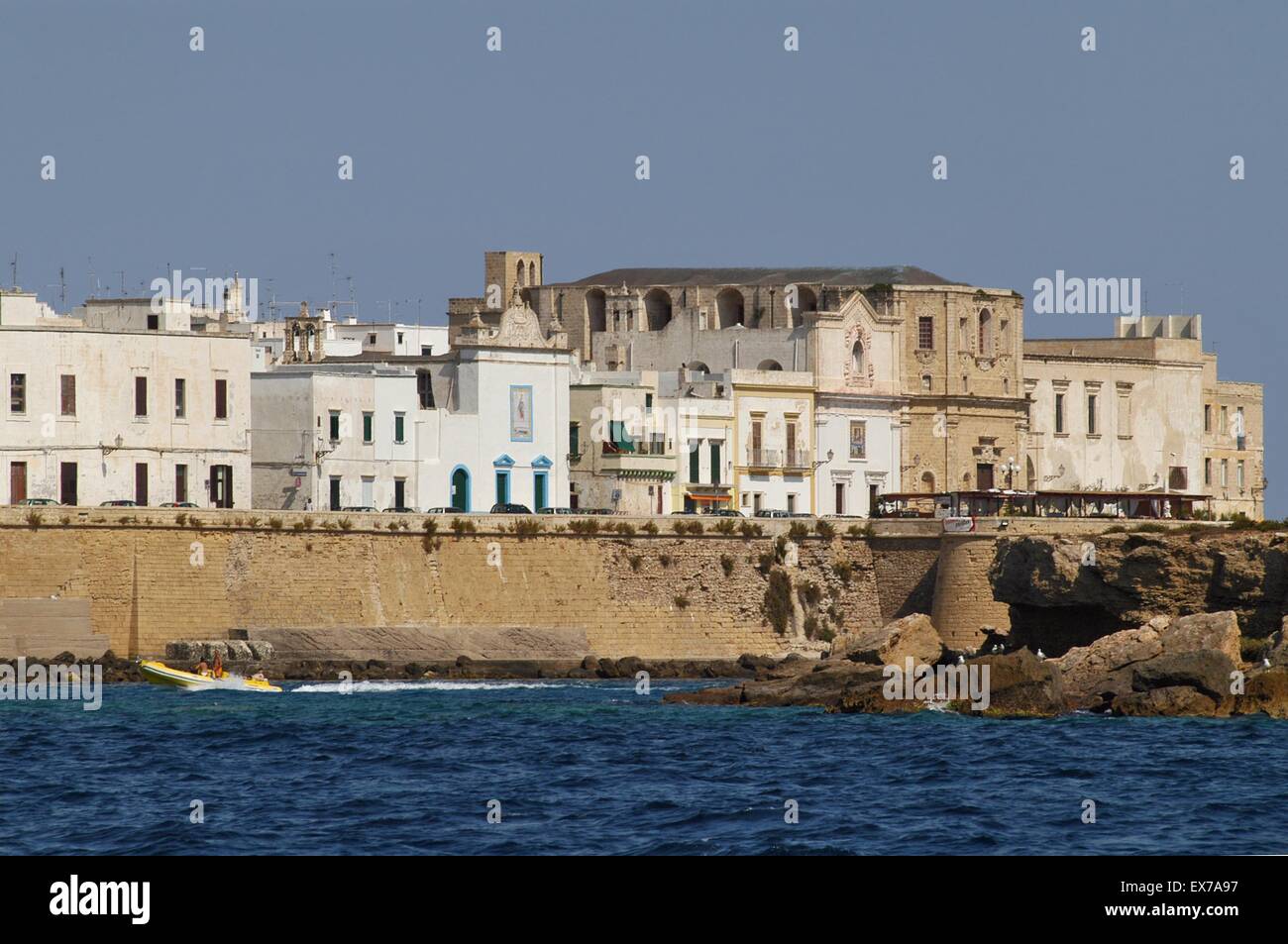 Italy, region Apulia, Gallipoli, the ancient town and the walls seen ...