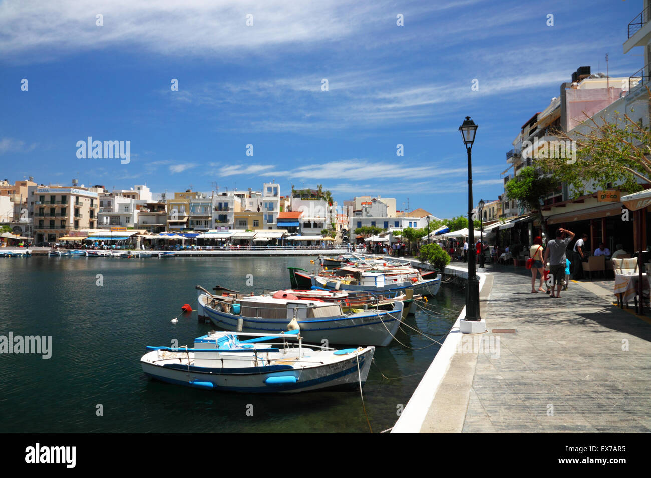 Cretan style fishing boats moored at a Mediterranean harbour Stock ...