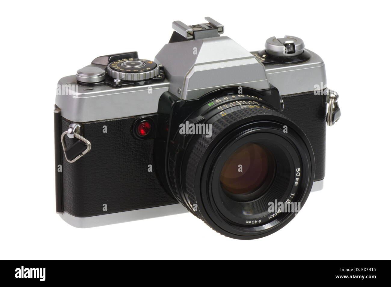 Old camera. Classic 135 format SLR camera on a white background ...