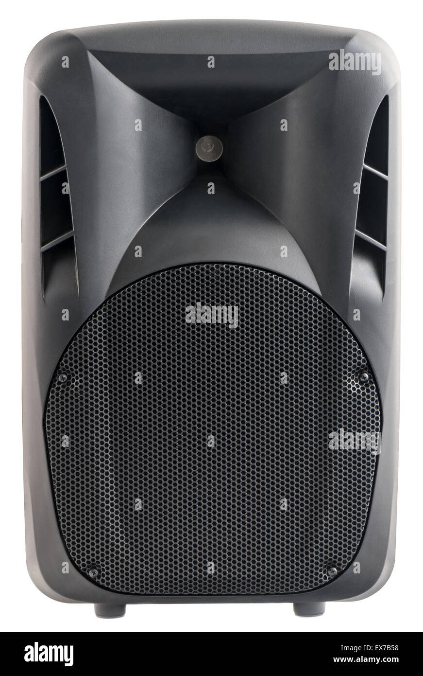 Black Audio Speaker Isolated on White Background, Front View Stock ...