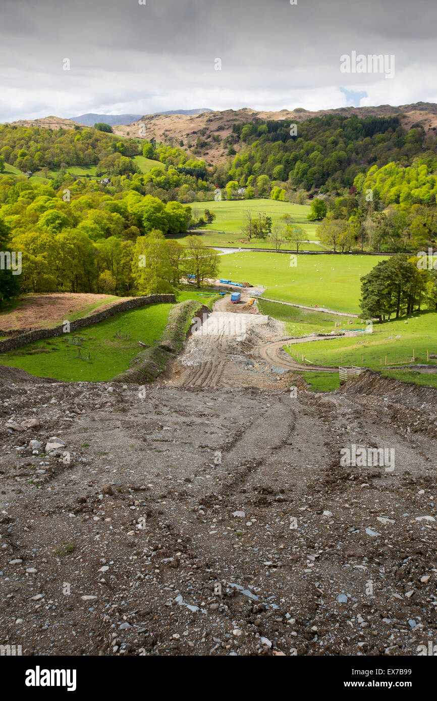 Construction work on the Scandale Beck hydro scheme above, Ambleside in ...