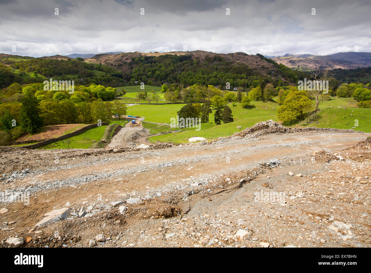 Construction work on the Scandale Beck hydro scheme above, Ambleside in ...