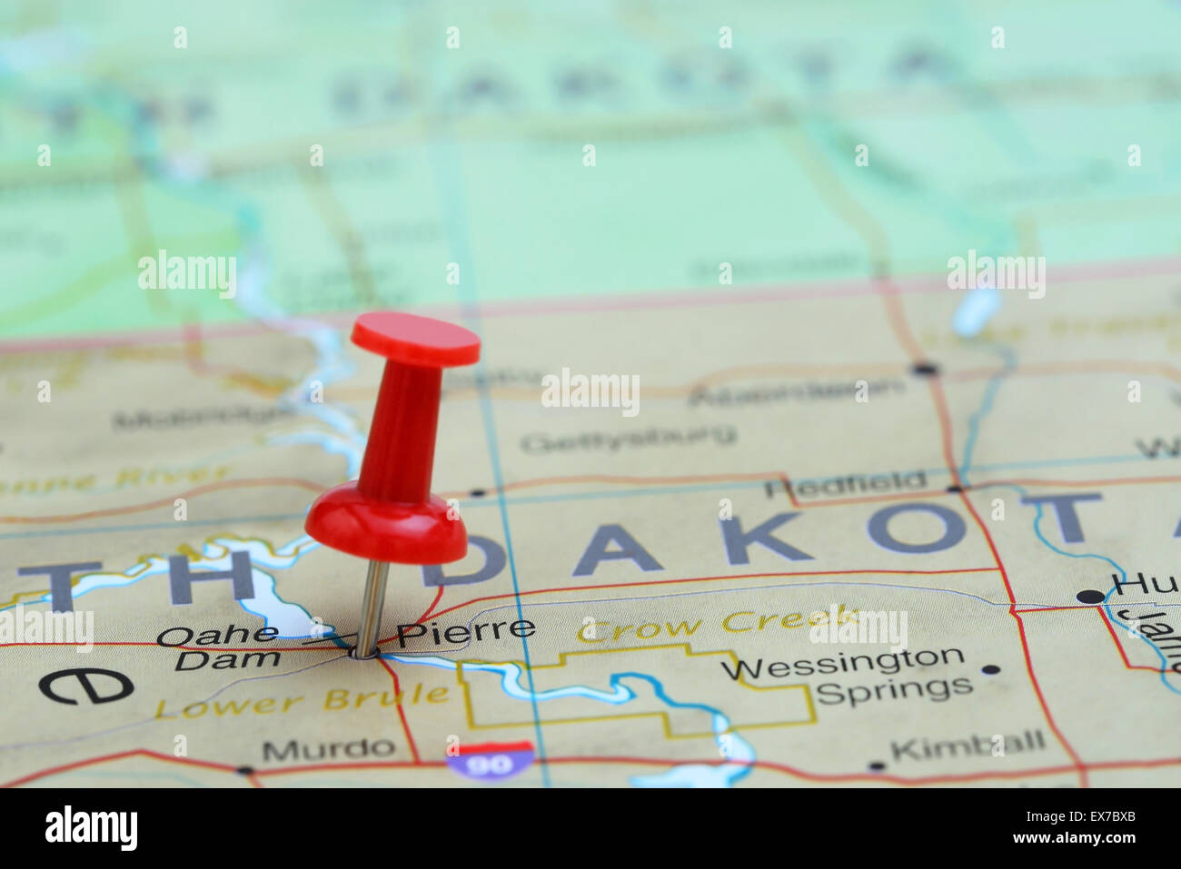 Pierre pinned on a map of USA Stock Photo - Alamy