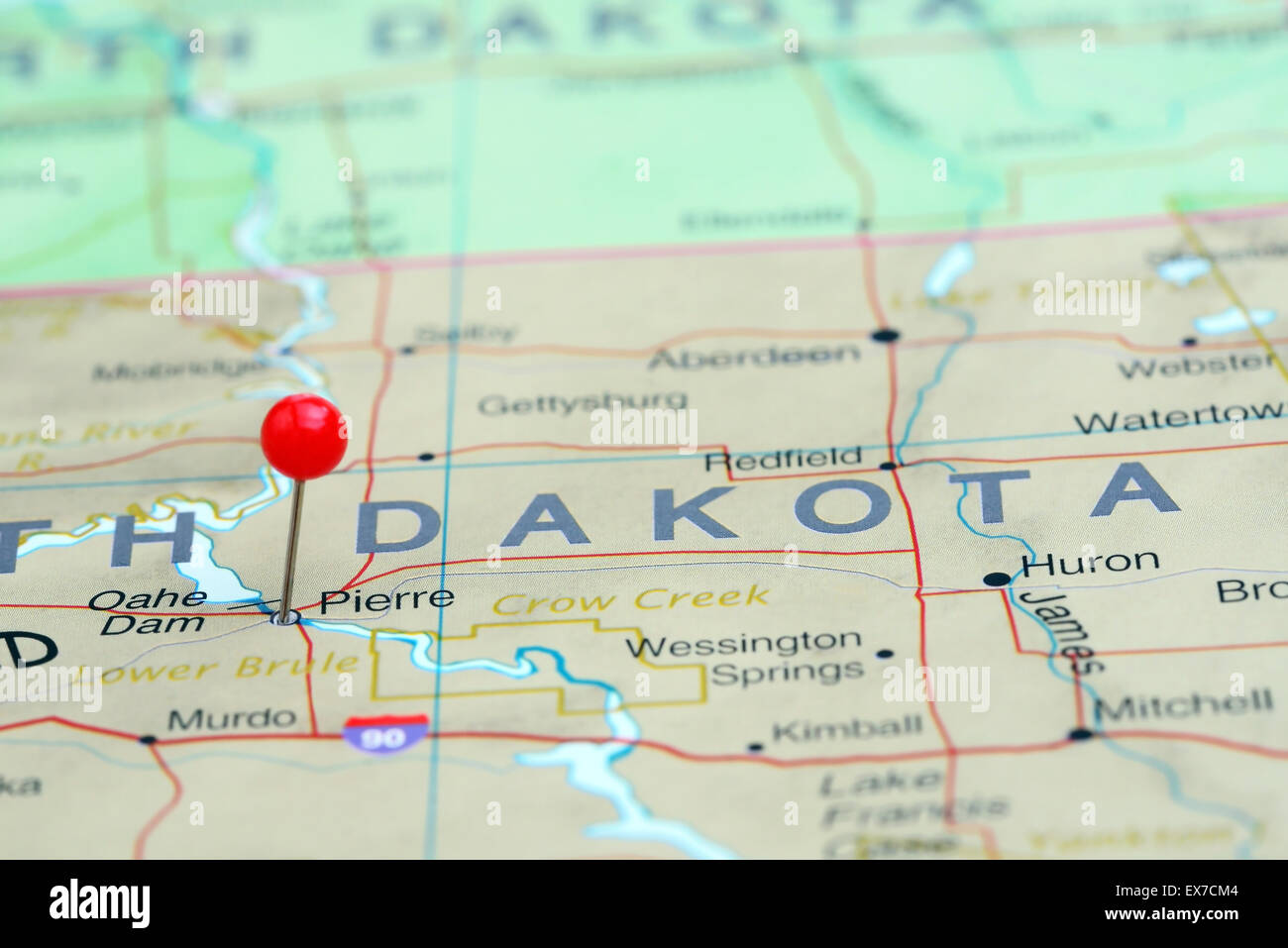 Pierre pinned on a map of USA Stock Photo - Alamy