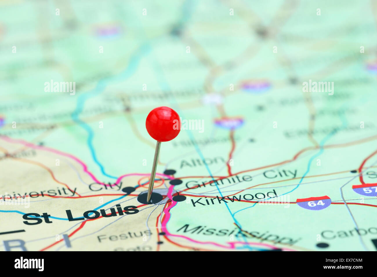 Pushpin on st louis map hi-res stock photography and images - Alamy