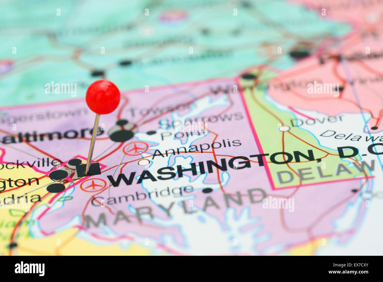 Washington pinned on a map of USA Stock Photo - Alamy