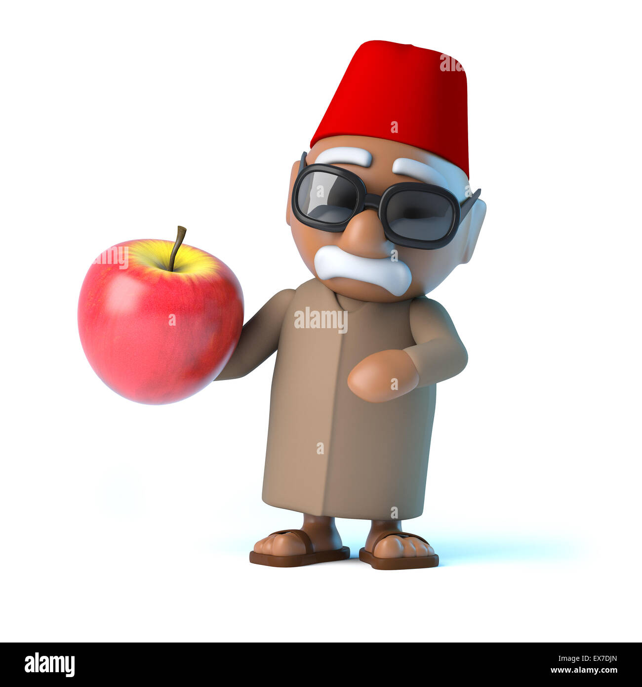 3d render of a Moroccan holding a red apple Stock Photo - Alamy