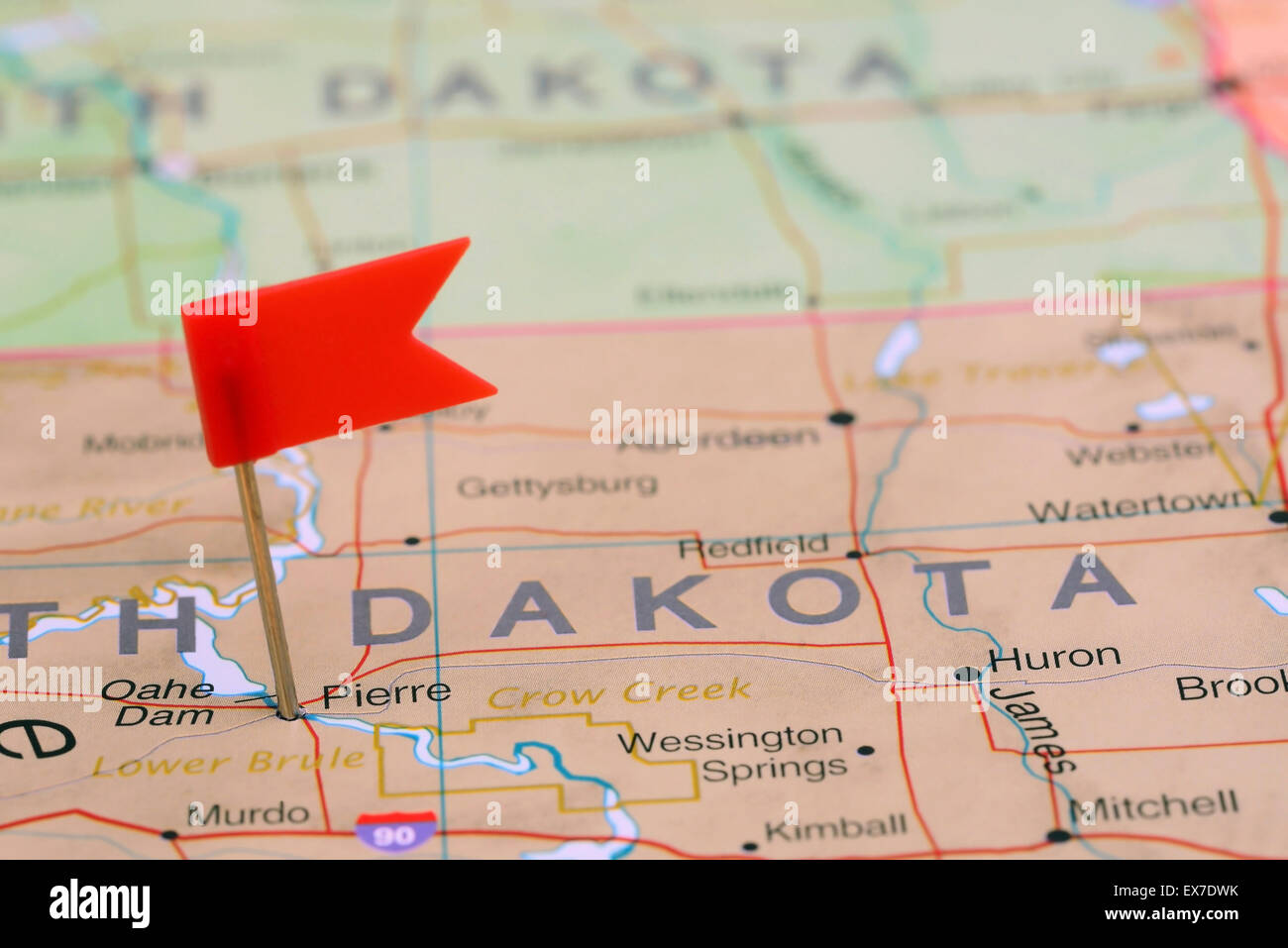 Pierre pinned on a map of USA Stock Photo - Alamy