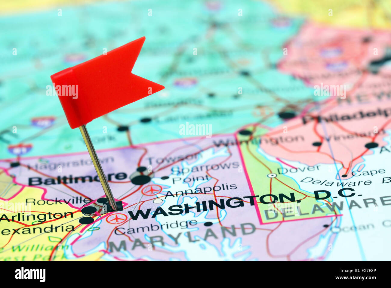 Washington pinned on a map of USA Stock Photo - Alamy