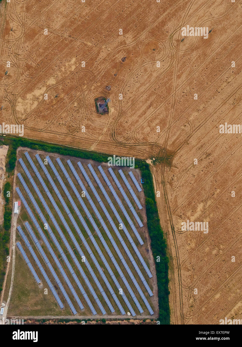 Europe, View of solar power plant from above, aerial view Stock Photo ...