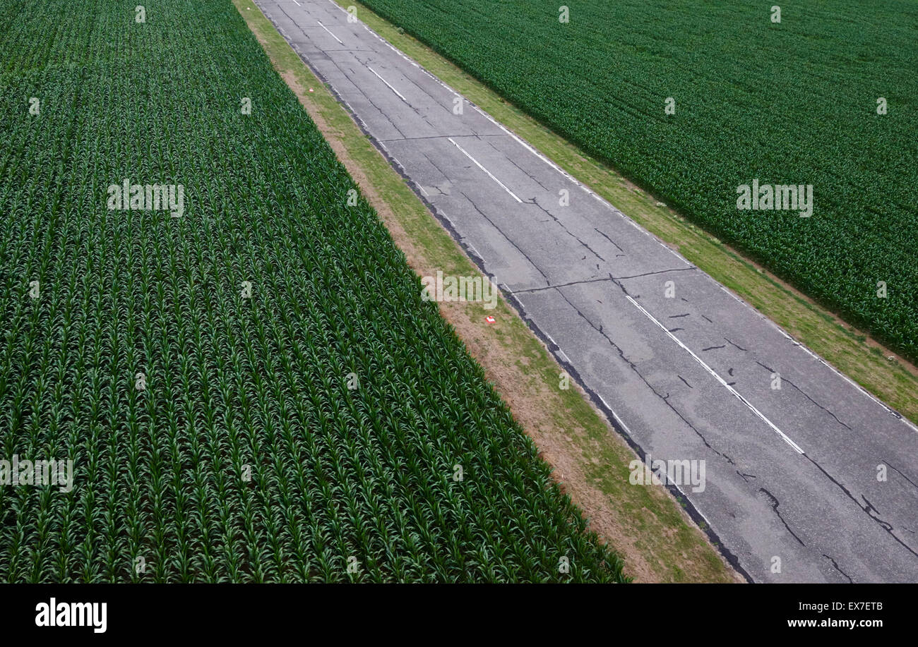 runway of a small airport, aerial view Stock Photo - Alamy