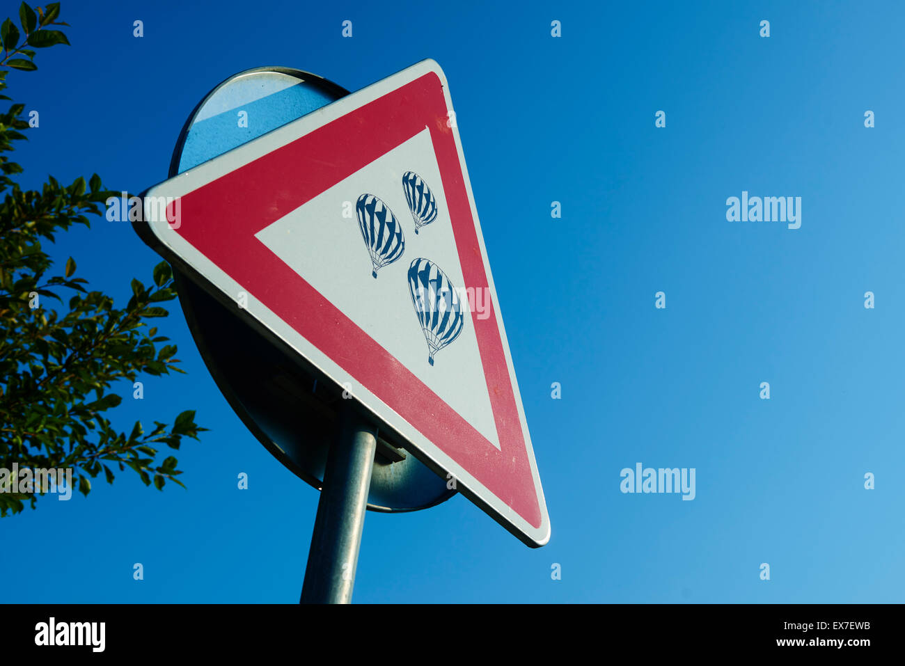 Beware of hot air balloons, road - traffic sign Stock Photo - Alamy