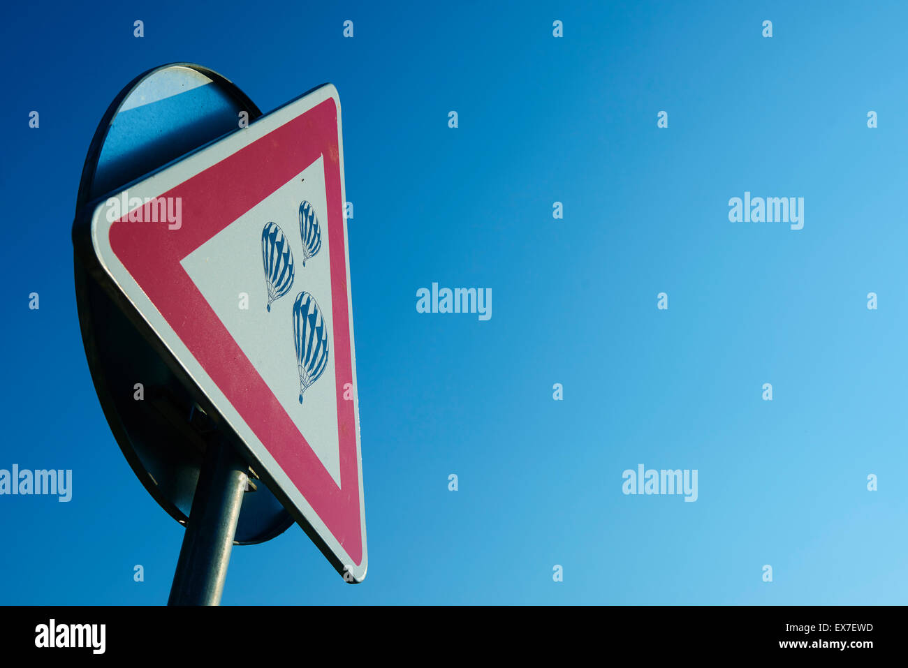 Beware of hot air balloons, road - traffic sign Stock Photo - Alamy